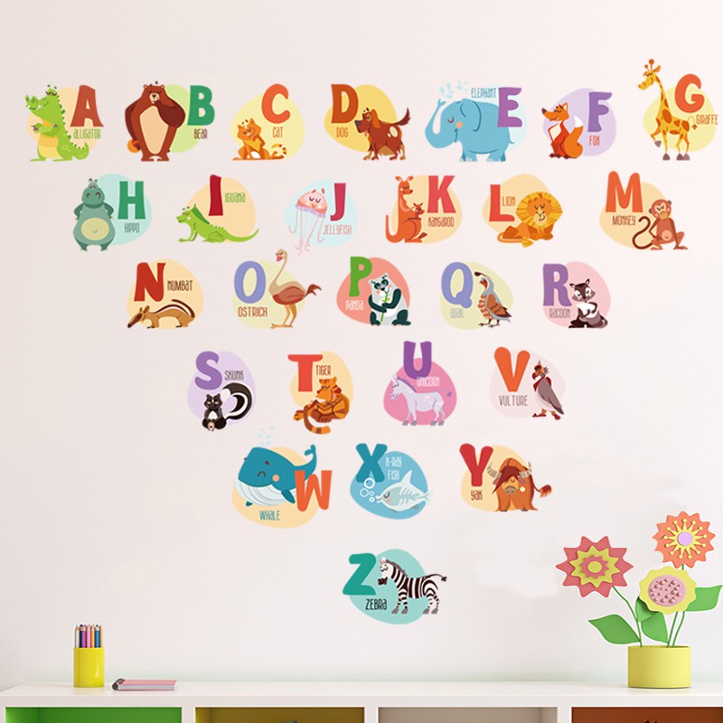 Uppercase alphabet early education training class baby room cartoon ...