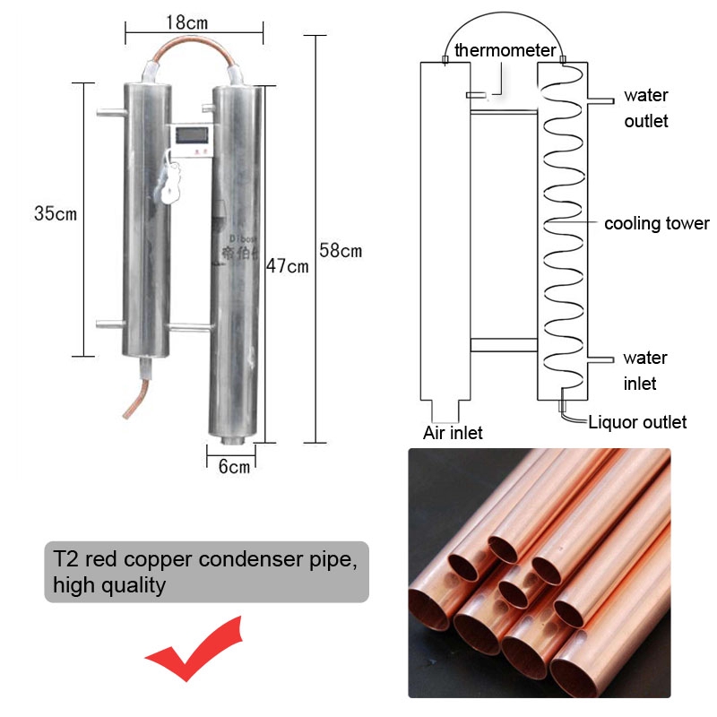 304 stainless steel Efficient DIY Alcohol Ethanol Distiller Home Brew ...