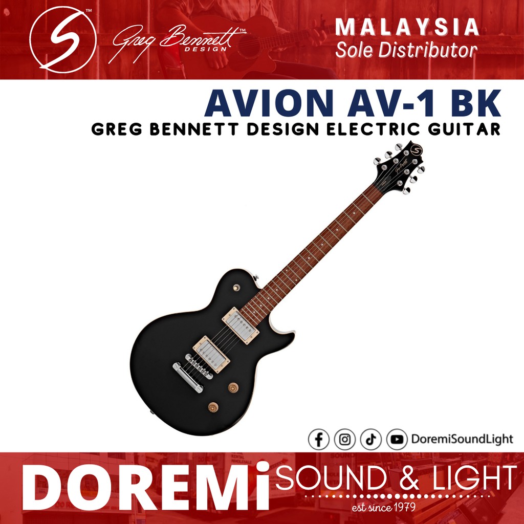 SAMICK Greg Bennett Design Avion AV1 Black Electric Guitar (AV-1 BK ...