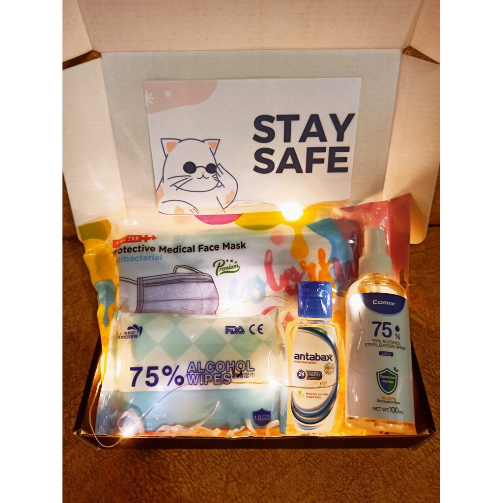 [Ready Stock]🎁Care Kit Box / Sanitizer Box with Free LED light + Wishes ...