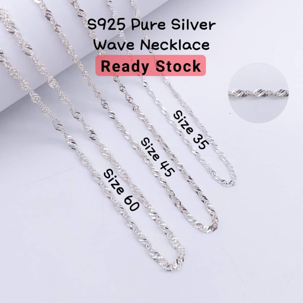 💥READY STOCK💥original s925 pure silver necklace/s925 perak tulen gelang rantai wave style ...
