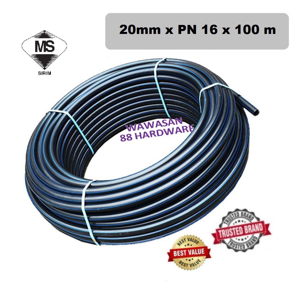 🔥 SIRIM APPROVAL 🔥 100M Keras 20mm HDPE Poly PP Polyethylene Black Poly ...