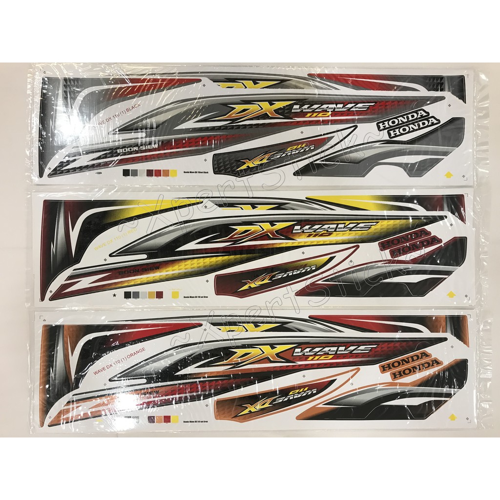 HONDA WAVE 110 DX (1) Body Sticker - Black / Red / Orange | Shopee Malaysia
