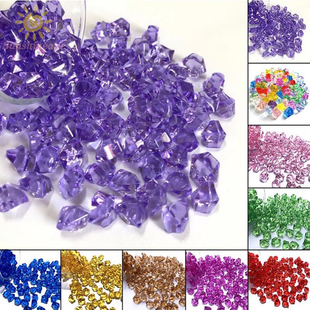 200x Acrylic Plastic Gem Stone Ice Rocks Table Scatter Vase Fish Tank ...