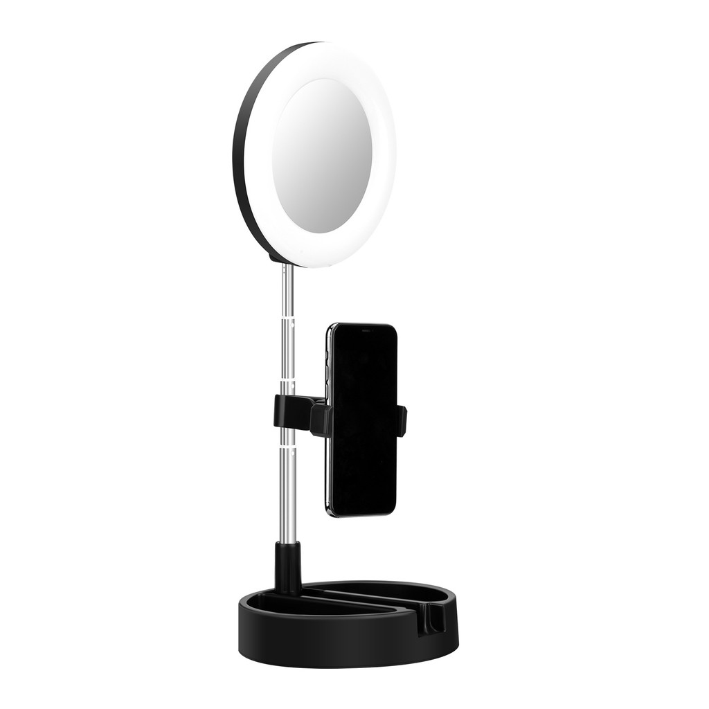 LED Ring Light Mirror Stand Selfie Tripod Makeup Lamp Desktop Foldable ...
