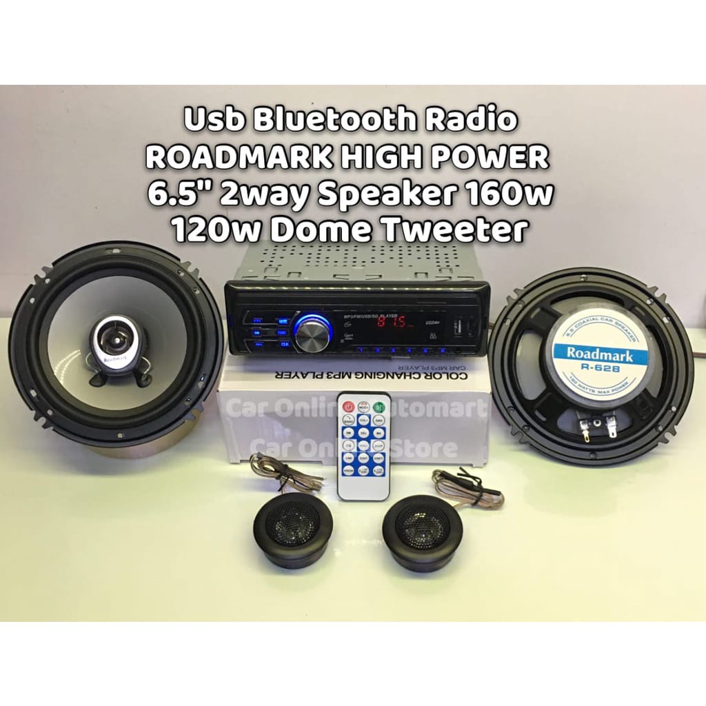 PACKAGE SET Car Stereo Radio + 6” speaker + Tweeter Bluetooth,MP3 ...