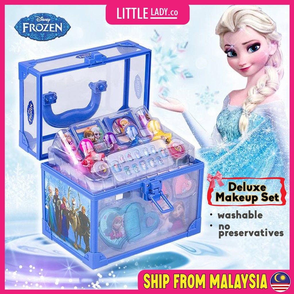 Ready Stock Girl's Makeup Toys Pretend Play Set Deluxe Frozen Princess ...