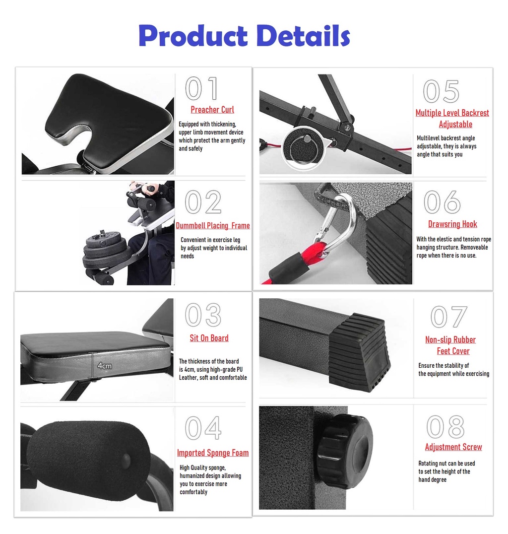 F1 Gym Fitness Sit Up Dumbbell FID Bicep Leg Curl Bench Chair | Shopee ...