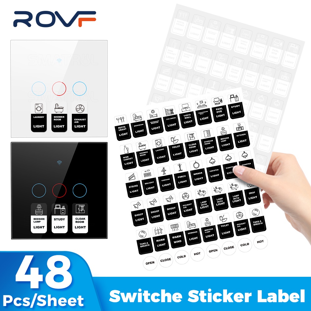 ROVF Touch Switch Lcon Sticker Wording Label Push Button Wall Switch ...