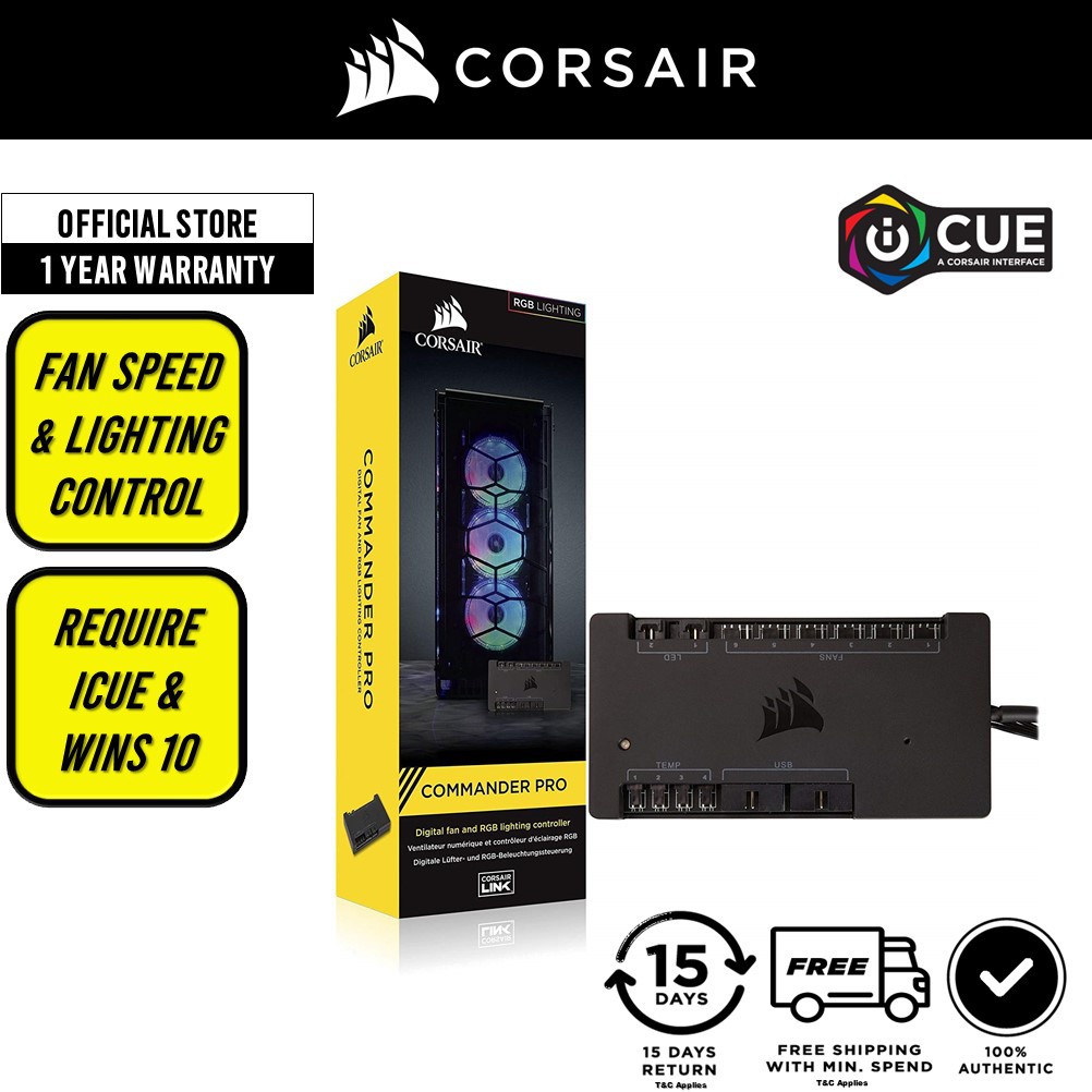 CORSAIR iCUE Commander PRO Smart RGB Lighting & Fan Speed Controller CL ...