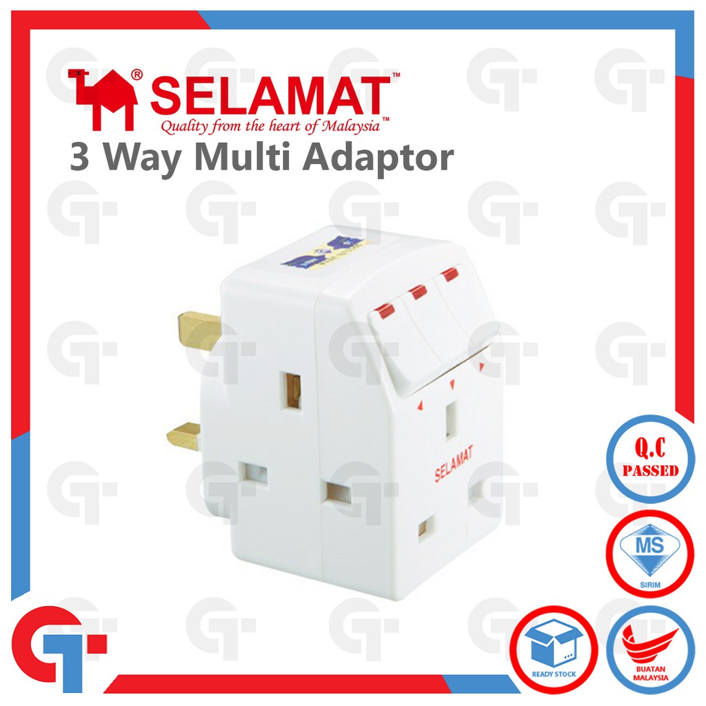 SELAMAT 3 Way Multi Adaptor | Shopee Malaysia