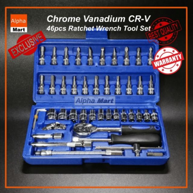 ALPHA BLUE 46pcs PREMIUM Wrench Set Spanner Socket Tool Set Premium ...