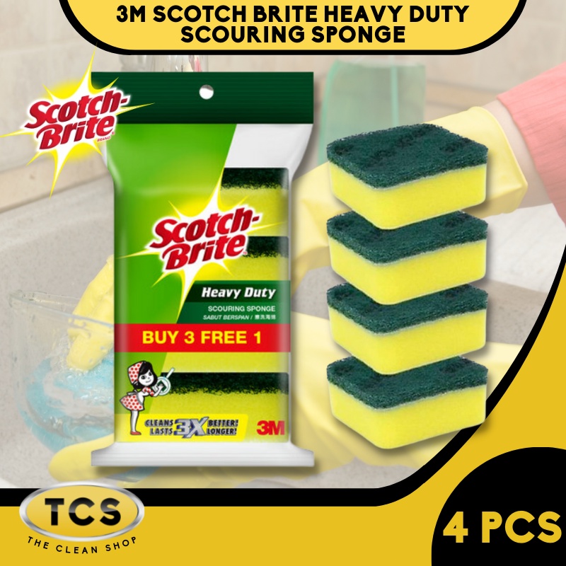 3M Scotch Brite Scouring Sponge 4pcs | Shopee Malaysia