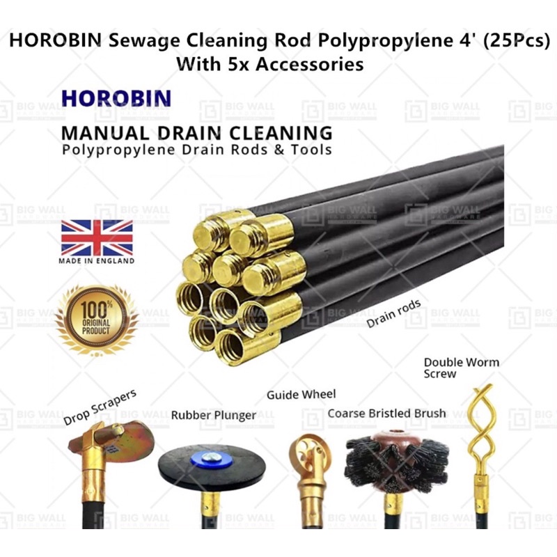HOROBIN Cleaning Rod Head Sewage Drain Scraper Plungers Fork Rubber ...