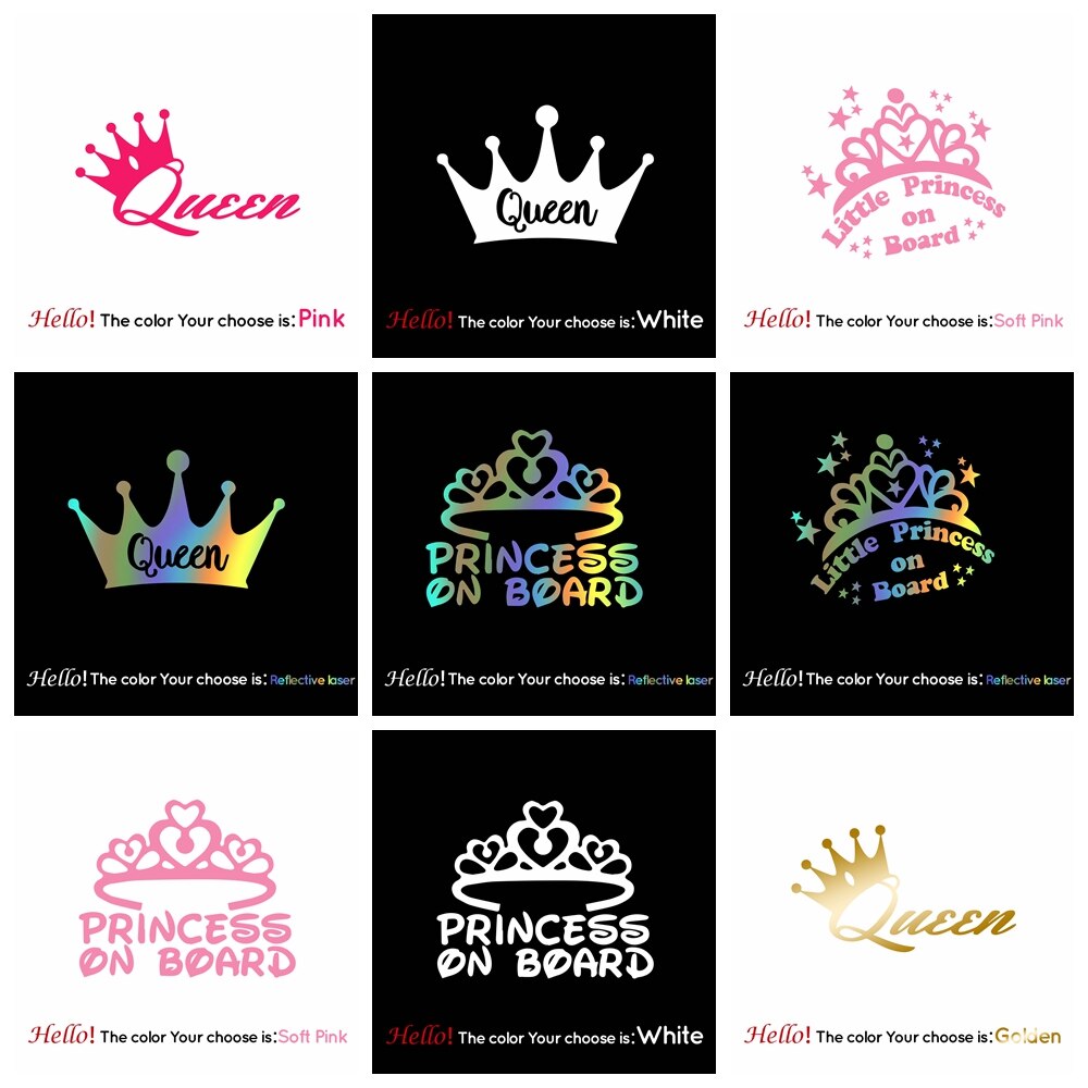 Hot Queen Crown Quote Auto Sticker Cartoon Car Stickers For Auto Window ...