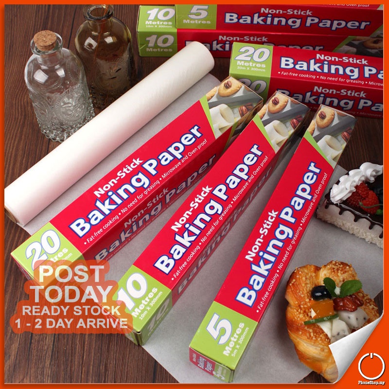 𝗚𝗥𝗘𝗔𝗦𝗘𝗣𝗥𝗢𝗢𝗙 Non Stick Baking Paper Sheets With Cutter 5M 10M 20M 50M ...