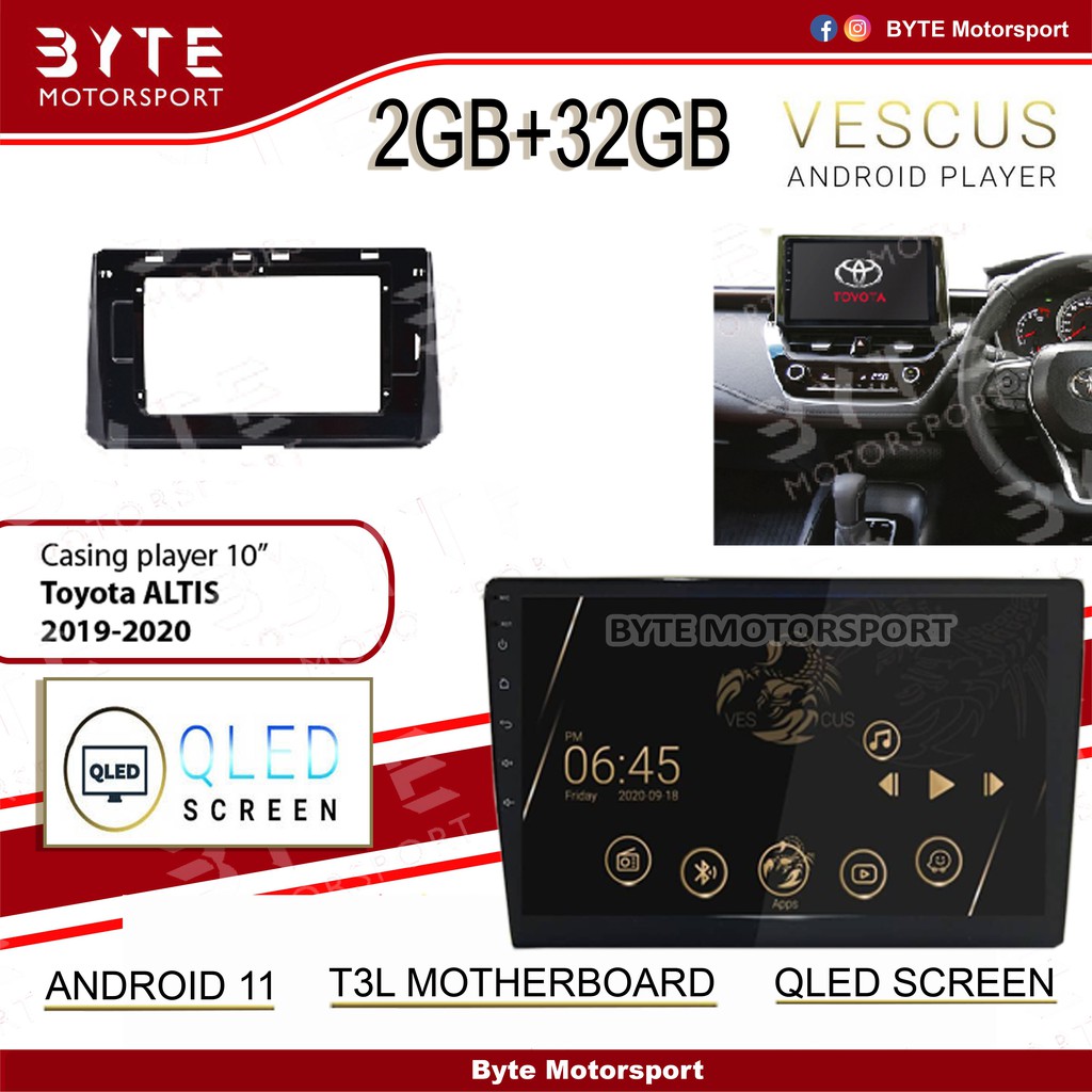 🦂VESCUS 🦂[2+32] DSP 📳4G Sim📳 Octa-Core Processor QLED Screen Toyota Altis 19-20 Android Player ...