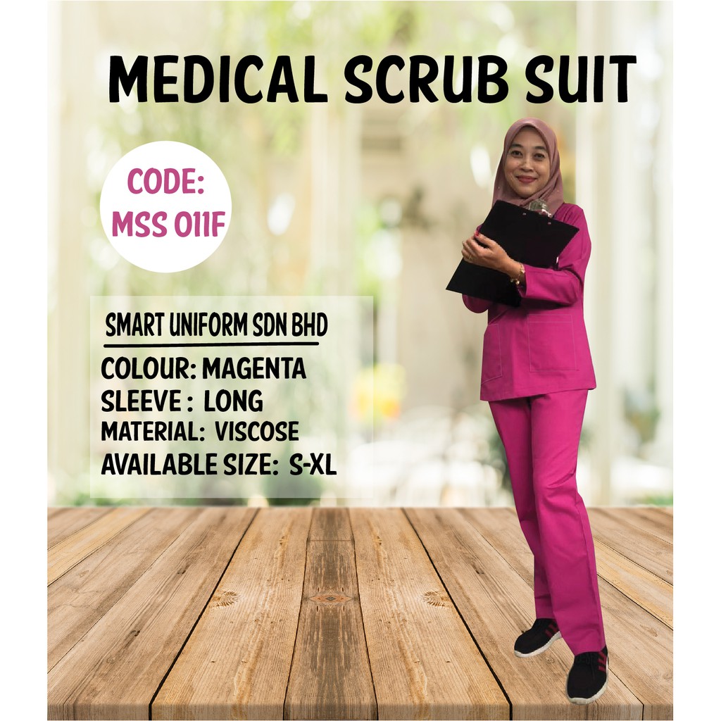Scrub Suit Female (Magenta) - MSS011F Smart Uniform | Shopee Malaysia
