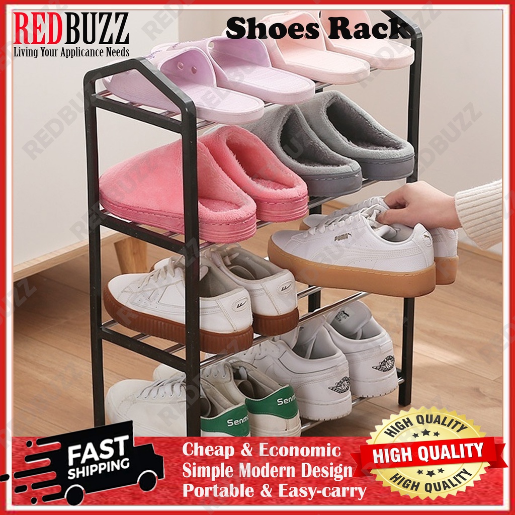 REDBUZZ Shoes Rack Storage Shelf Stainless Steel Rod 3/4/5 Tier ...