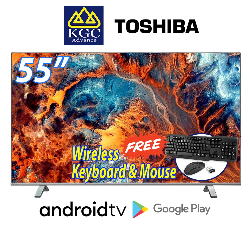 Toshiba 4K Android LED TV [55"] 55C350KP [Free Wireless Keyboard & Mouse] | Shopee Malaysia