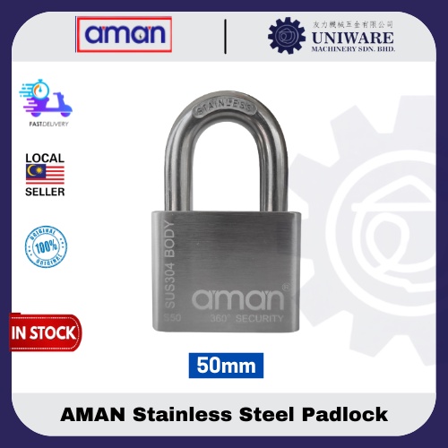 🔥100% ORIGINAL🔥 AMAN Full Stainless Steel Heavy Duty Padlock 50mm | Shopee Malaysia