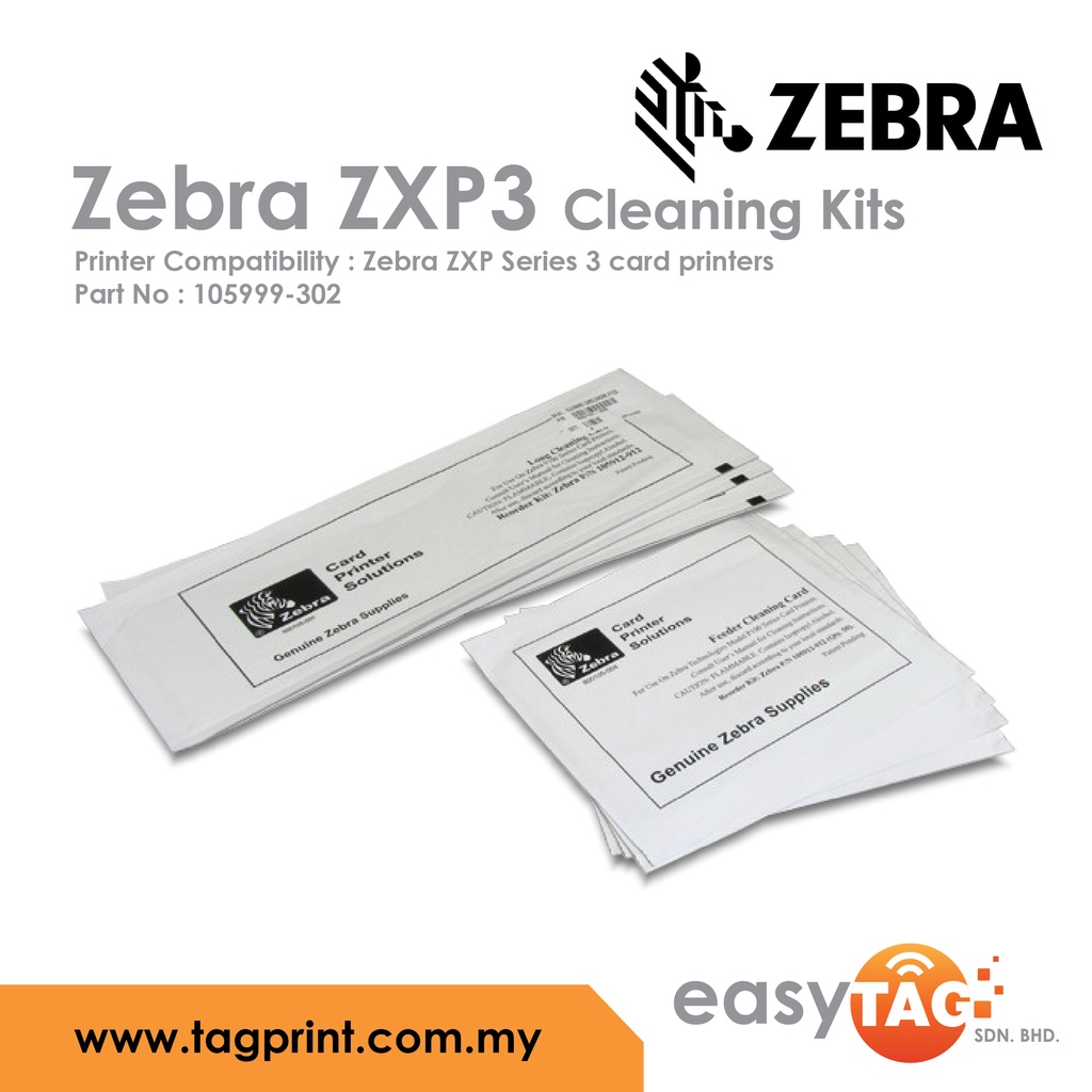 [𝗙𝗥𝗘𝗘 𝗦𝗛𝗜𝗣𝗣𝗜𝗡𝗚] Zebra ZXP3 Cleaning Card Kit [105999-302] | Shopee Malaysia