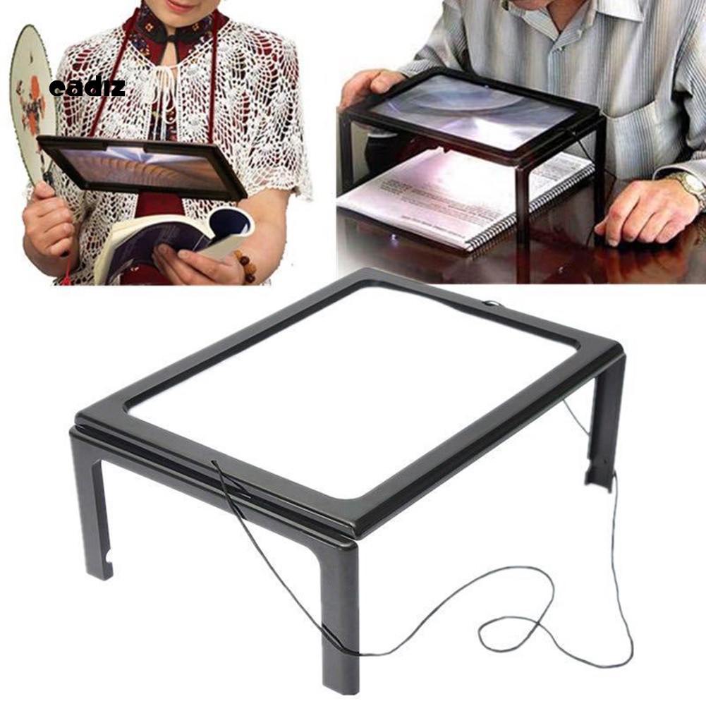 CAD_Full Page Magnifier with LED Light Holder Magnifying Glass Book ...
