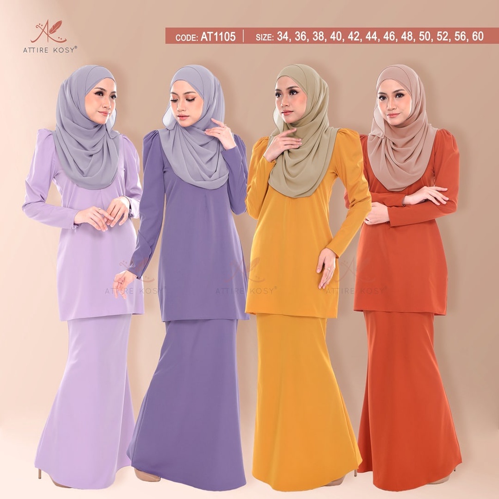 Baju Kurung Plain Bahu Puff With Nursing Friendly Dewasa Pastel Colour ...