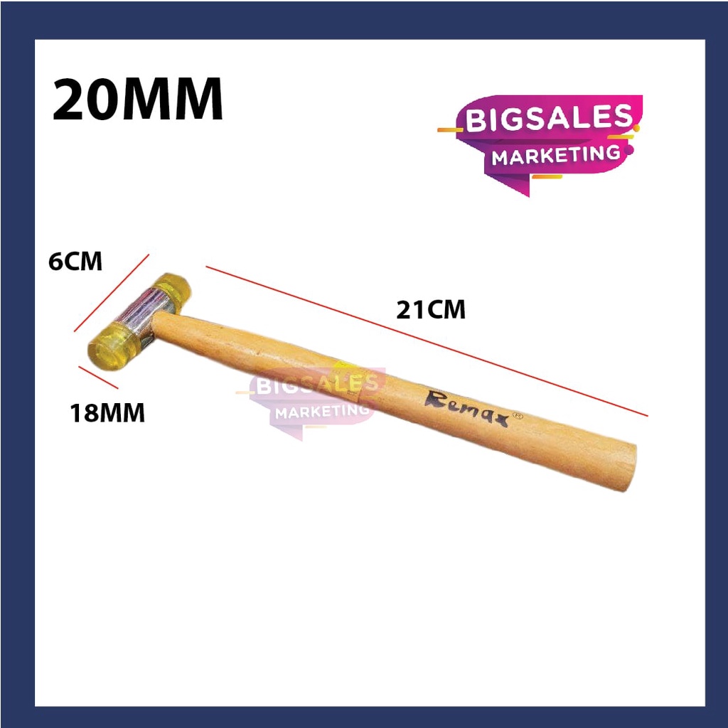 REMAX Double Soft Face Rubber Mallet Hammer With Wooden Handle / Tukul ...