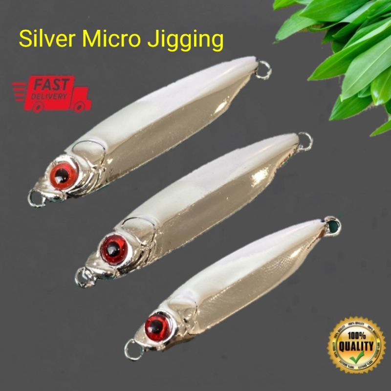 【METAL JIG MJ010】 1Pcs 10g/15g/20g Chrome/Silver Micro Jigging Lead 3D Eyes Metal Jig lure/Slow ...