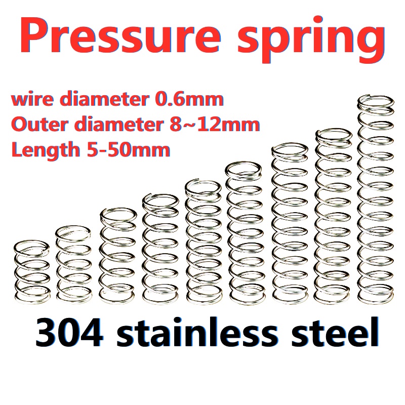 【KZS】5pcs SUS304 stainless pressure spring wire diameter 0.6mm ...
