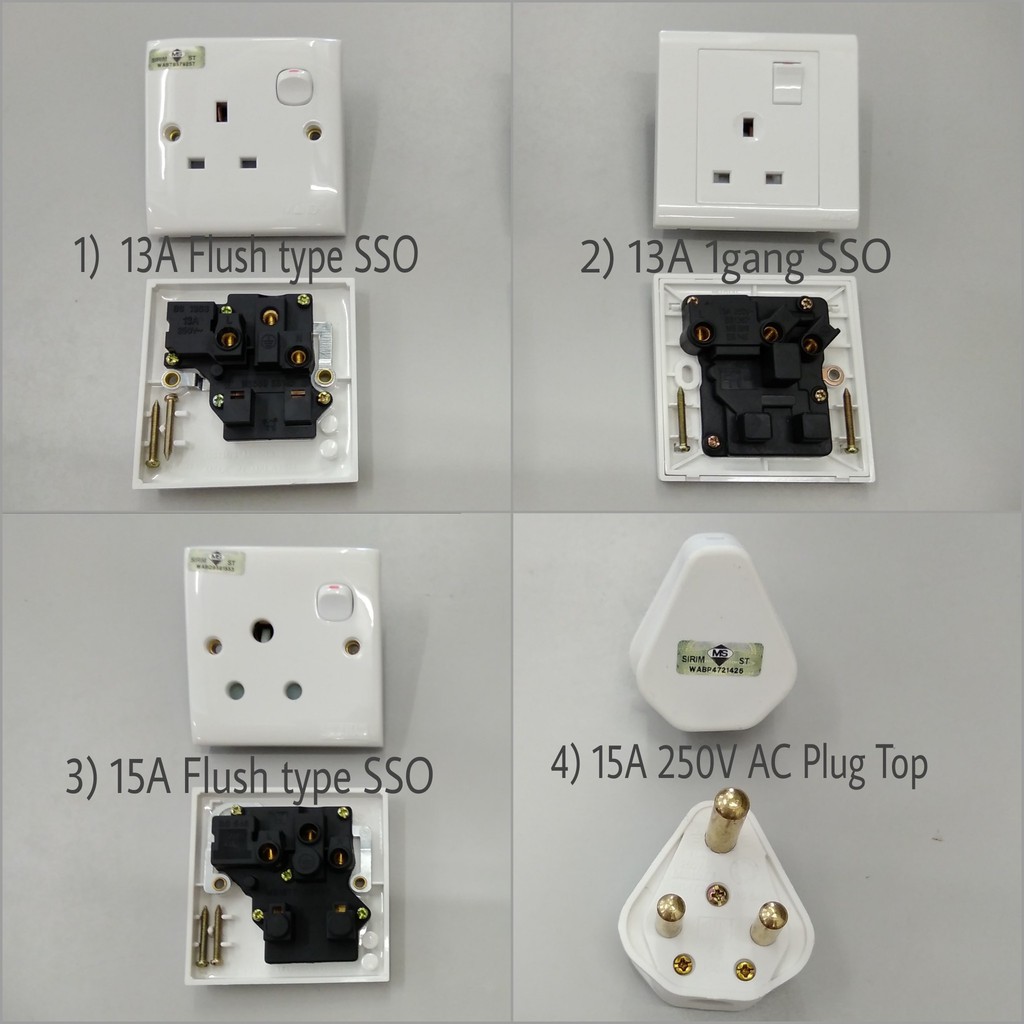 13A /15A 1Gang SIRIM Switched Socket Outlet (SSO) / UMS Plug Top ...