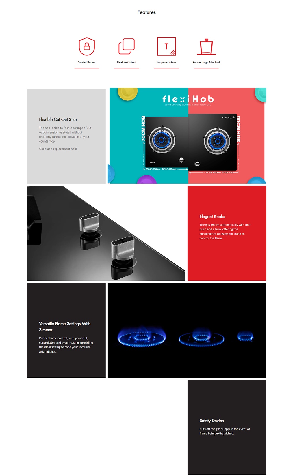 Rinnai RB-782G 2-Burner Flexi Hob Built-in Gas Hob (Glass) (West ...