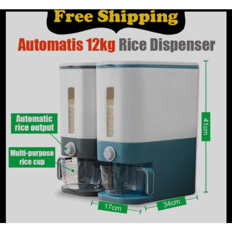 (Free Shipping) Rice Container 12kg Grey Colour | Shopee Malaysia