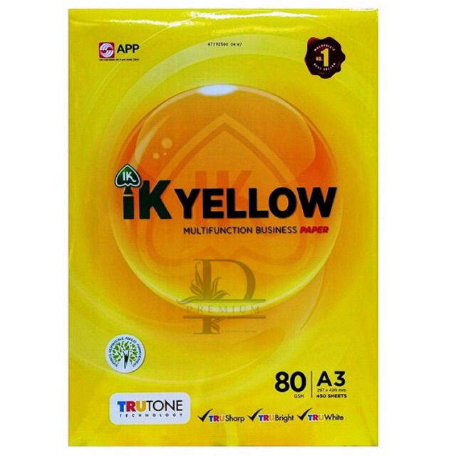 Ik Yellow A3 Paper (80gsm) 500 Sheets / Kertas A3 80gsm 500 Helai ...