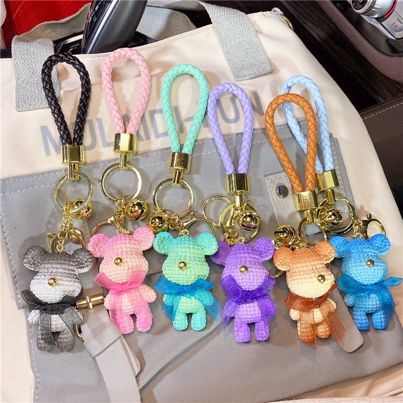 Cute bearbrick keychain with lanyard high quality key ring with lanyard ...