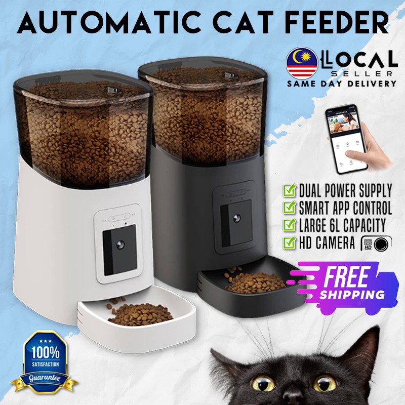 6L WIFI + HD Camera Automatic Pets Feeder Food Dispenser Feeder For Pets Cat Dog With Android ...