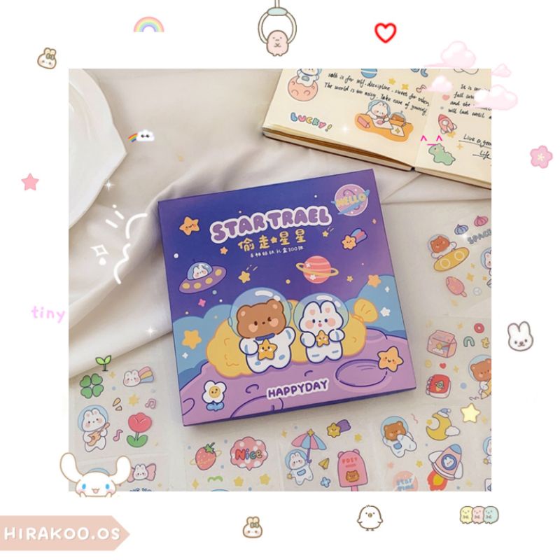 [hirakoo.os] Bunny bear space sheet Sticker | Cute Cartoon Stickers | Journal deco Stickers ...