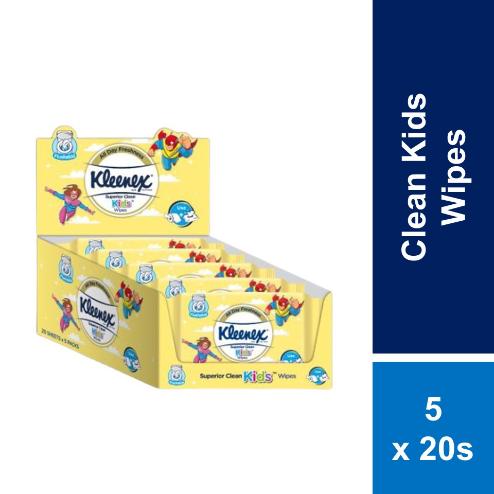 Kleenex Superior Clean Kids Wipes (20s x 5 packs) | Shopee Malaysia