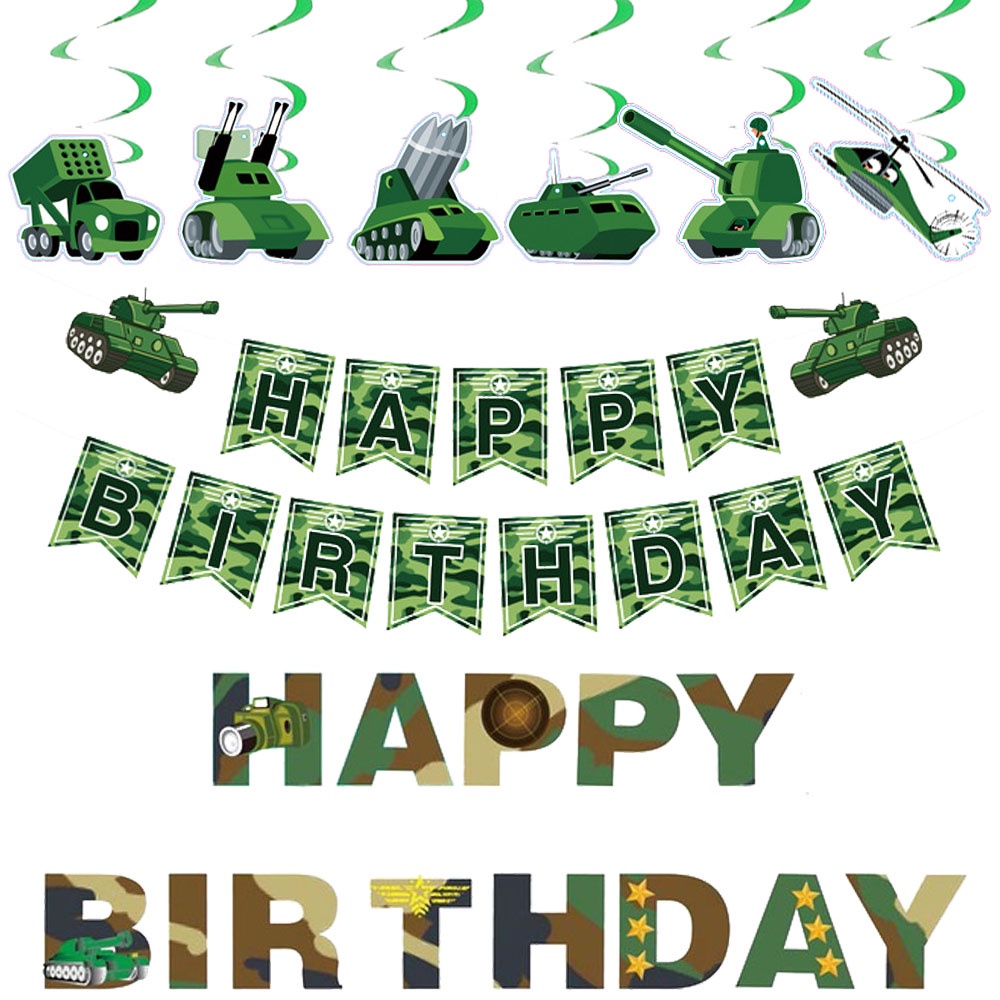 1set Letter Happy Birthday Banner Boys Favor Military Theme Camouflage ...