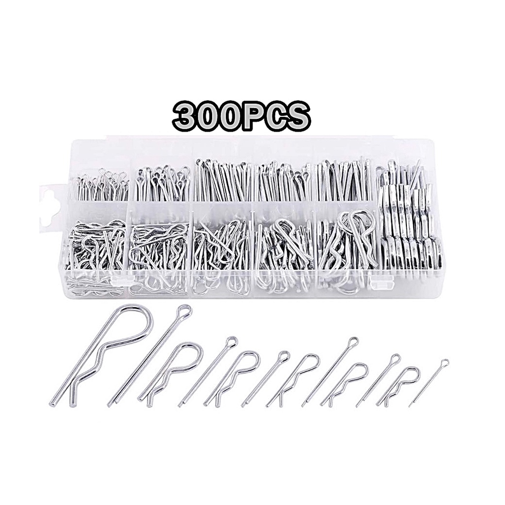 300PCS Cotter Pin Hair Pin And R Clip Spring Pin Snap Pin Assortment ...