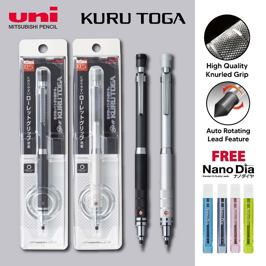 【Uni】Kuru Toga Roulette Auto Lead Rotation Mechanical Pencil 0.5mm FREE 4x Pencil Lead M5-1017 ...