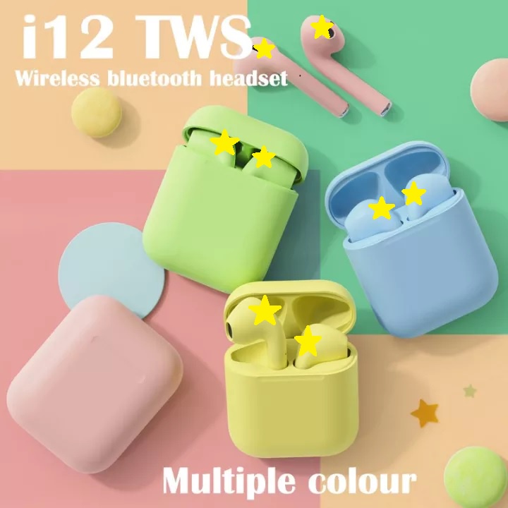 TWS Bluetooth Earphone Macaron Inpods 12 Wireless Headset Stereo ...