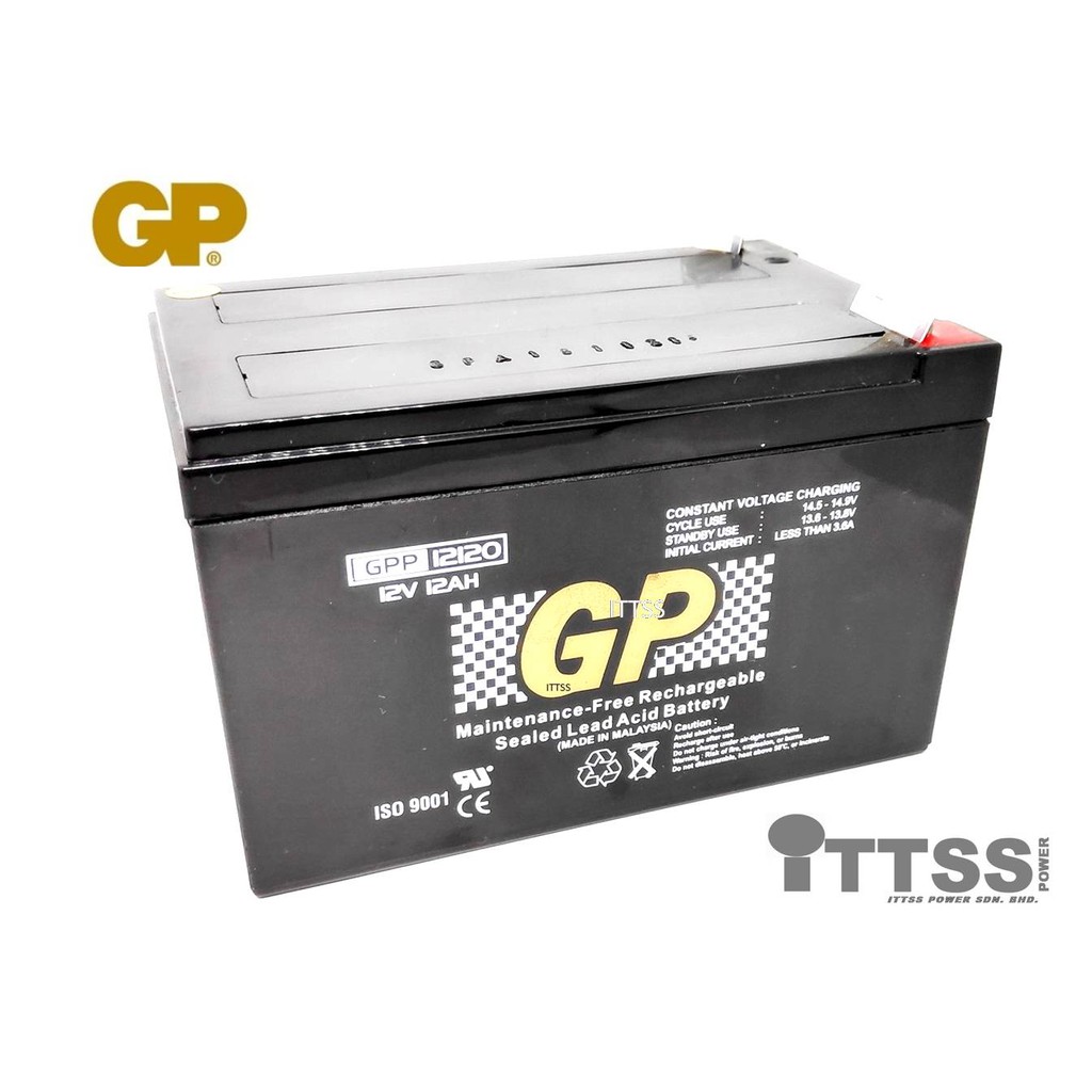 GP 12V 12AH Rechargeable Sealed Lead Acid VRLA Battery for scooter ...