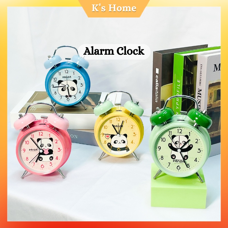 Local Stock Steel Alarm Clock Panda Design Light Jump Second Loudly Box ...