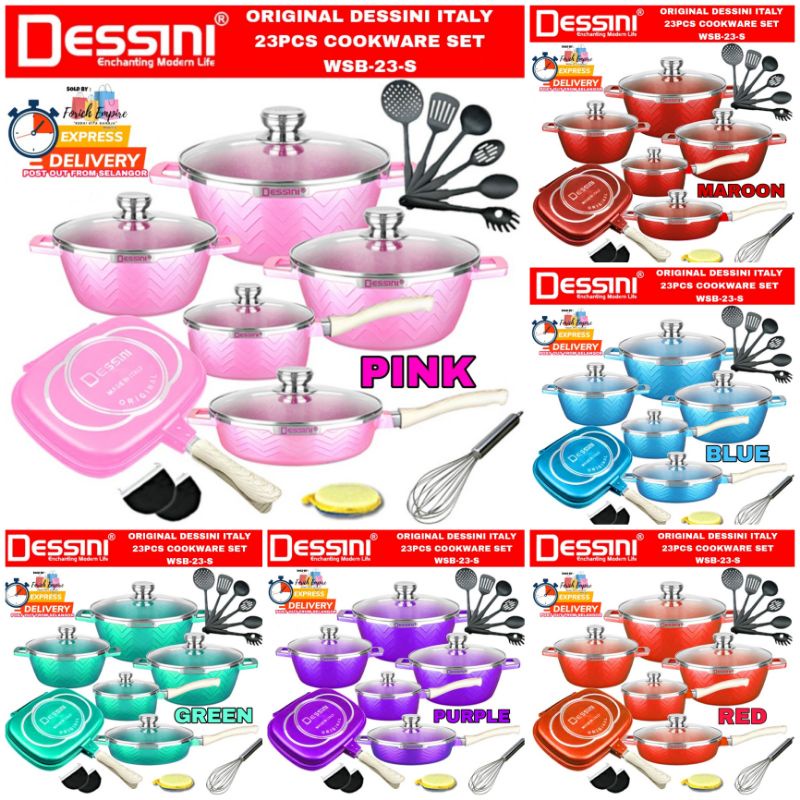 ORIGINAL DESSINI ITALY WSB-23-S 23Pcs Casserole Die Cast Aluminium Non ...