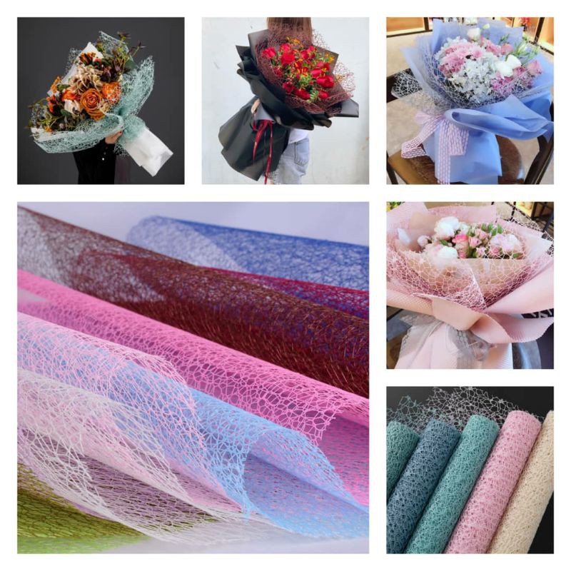 Flower Bouquet Mesh Wrapper Packaging Gift Wrapping Paper Florist Party ...