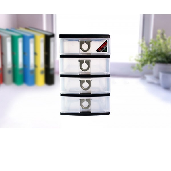 4 Tier Office Desktop Drawer - Multifunction Box Table Top Stationery ...