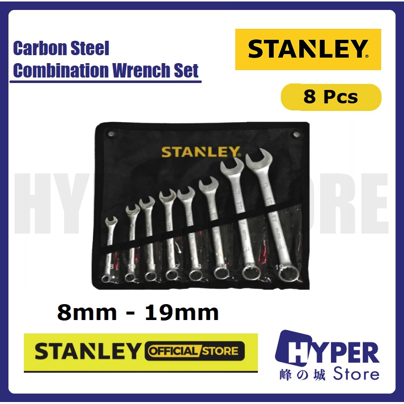 STANLEY 8-19mm/8-32mm Carbon Steel Combination Wrench / Spanner Set / Perengkuh Gabungan 8pcs ...