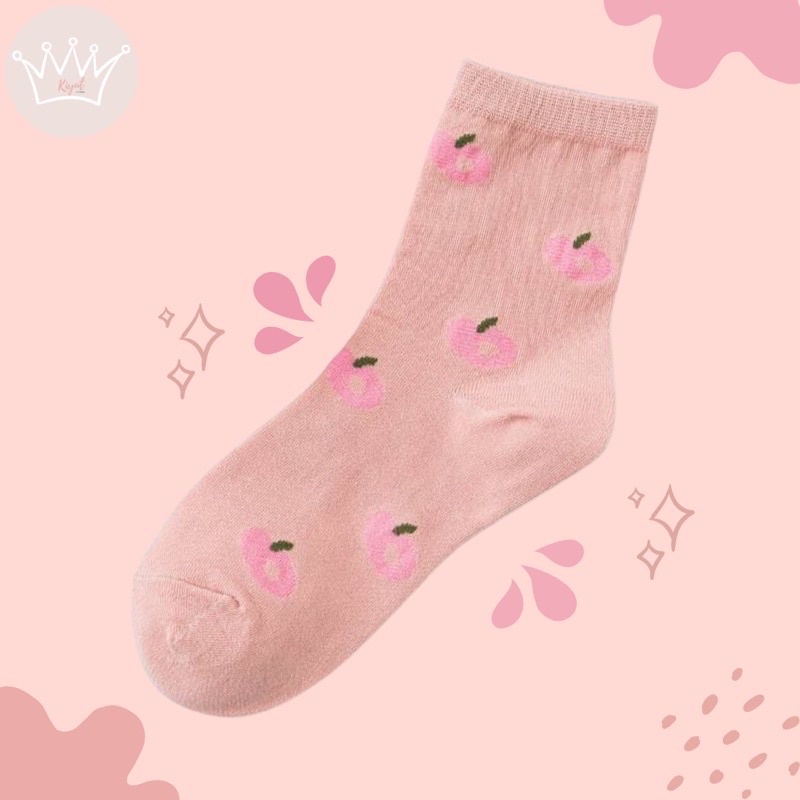 Cute Korean Soft Cotton Peach Pink Long Socks | Kiyut | Shopee Malaysia